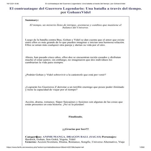 El contraataque del Guerrero Legendario (Fanfic) | PDF
