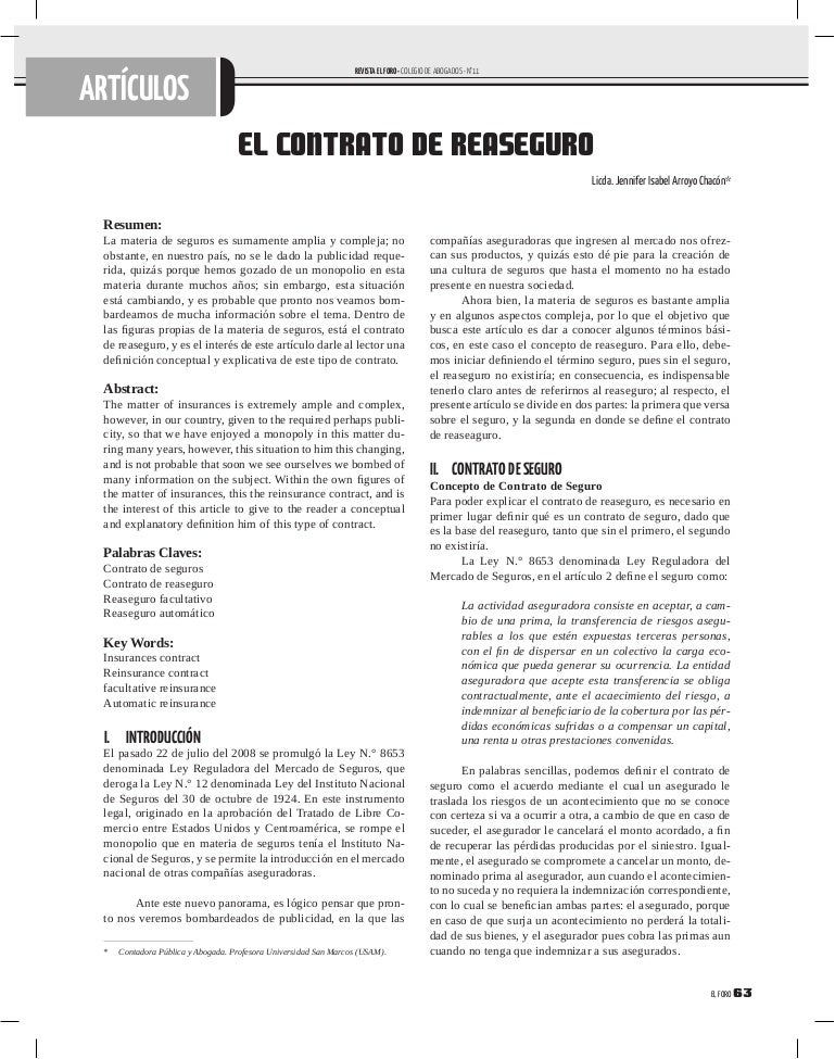 El contrato de reaseguro