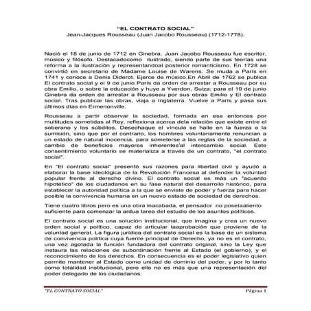 "El contrato social" de Juan Jacobo Rousseau | DOCX