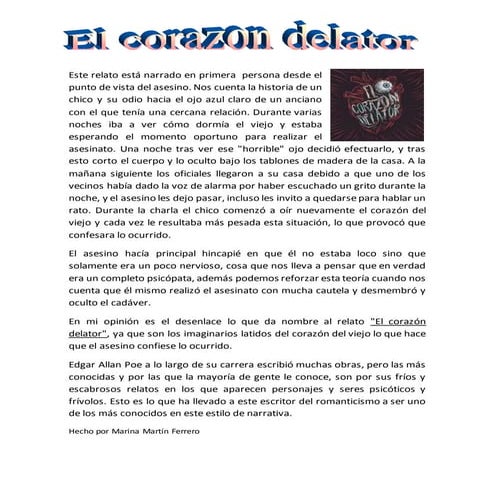El corazón delator de Edgar Allan Poe hecho por Marina Martín Ferrero | PDF