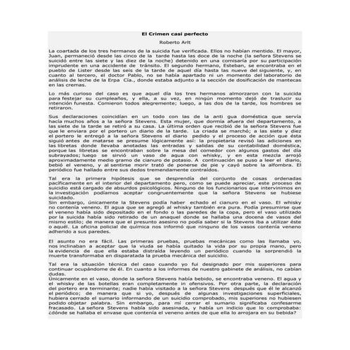 "El crimen casi perfecto" de Roberto Arlt | PDF