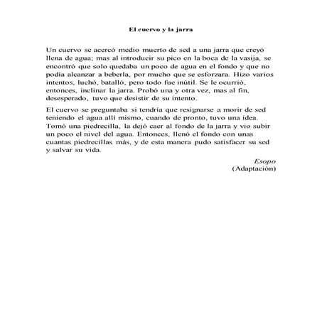 El cuervo y la jarra | DOCX