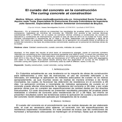 El curado del concreto en la construccion | DOCX