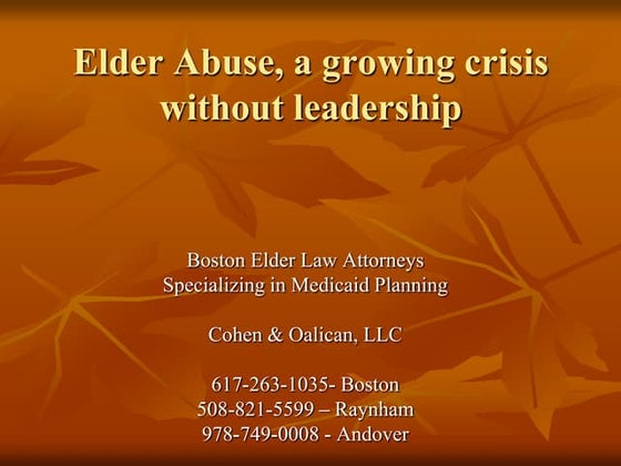 Mandatory Reporting of Elder Abuse | PPT