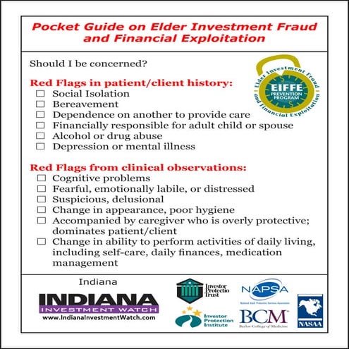 Elder Investment Fraud and Financial Exploitation - Pocket Guide for ...