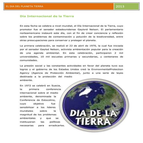 Dia del planeta tierra | DOCX