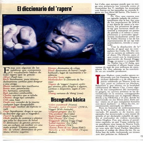 El diccionario del 'rapero' y Discografía básica del rap (recorte) | PDF