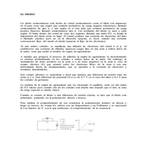 Grafica iv del diodo de silicio (practica) | DOCX