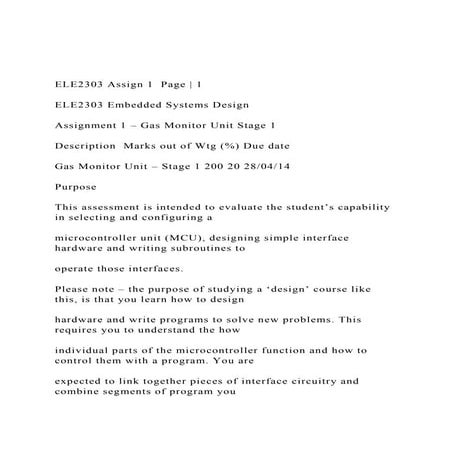 ELE2303 Assign 1 Page 1 ELE2303 Embedded Systems Design.docx