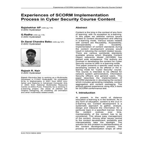 SCORM implementation in elearning course | PDF