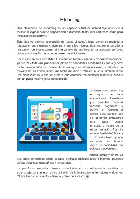 PLATAFORMA VIRTUAL E-LEARNING CARACTERISTICAS, FUNCIONES Y PARA QUE ...