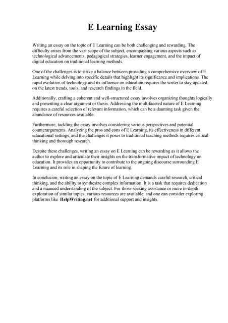 Distance Learning Essay | PDF | Homework and Study | Education