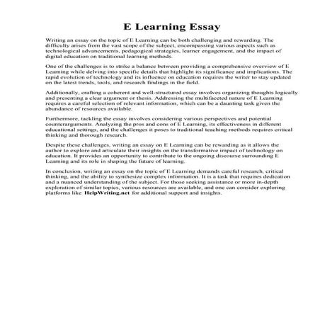 E Learning Essay | PDF