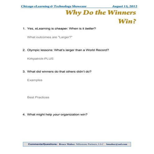 CETS 2012, Bruce Mabee, handout for Why Do the Winners Win? How Are Award Winners Using ...