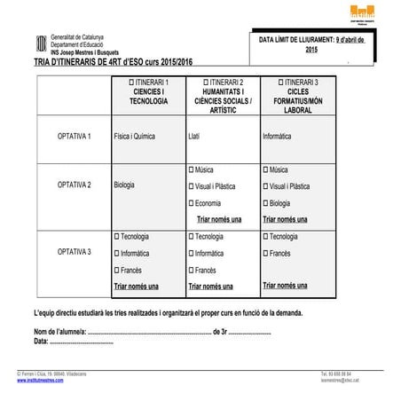 Elecció itineraris-4 eso | DOC