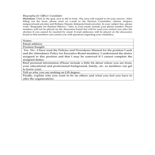SOLIS Election Bio Template | RTF