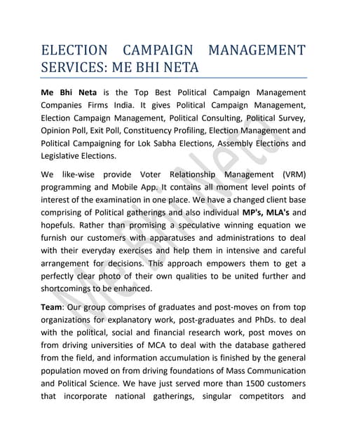 Political Strategists in India - Key Issues | PPT