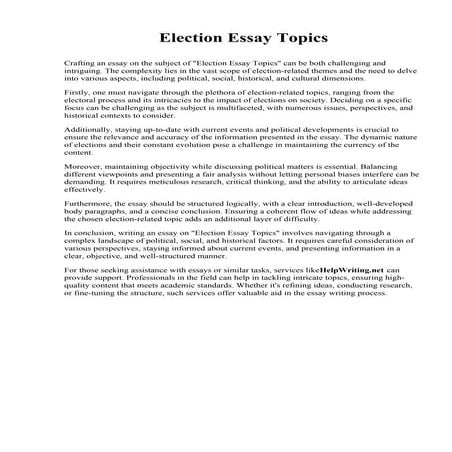 Election Essay Topics. Northern Kentucky University | PDF
