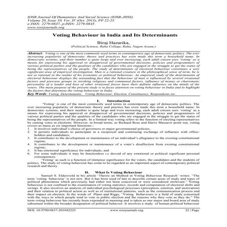 Election, particiption and voting behaviour | PDF