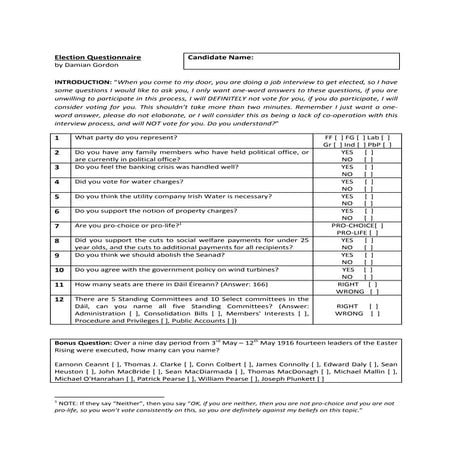 Election Questionnaire | DOCX