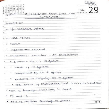 Information Retrieval And Extraction Course Topics Pdf