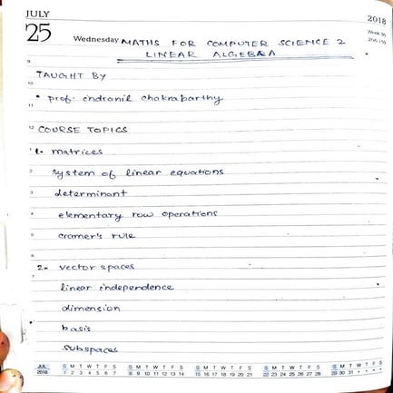 Maths for Computer science 2: Linear algebra: Course Topics | PDF