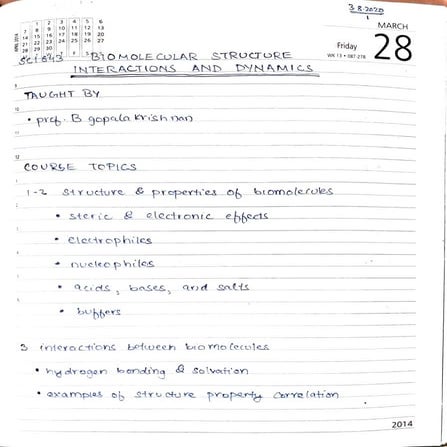 Biomolecular Structure Interactions And Dynamics Course Topics Pdf