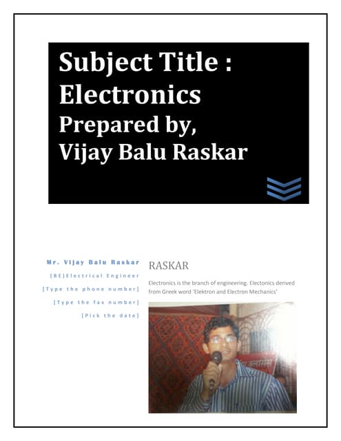 Basic electronics, lecture 1 | PPTX | Physics | Science