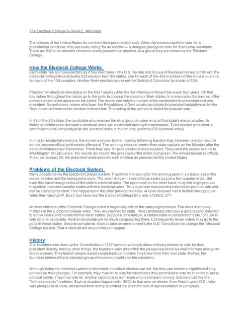 Electoral college | PPTX | Civic affairs | Politics