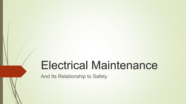 Maintenance of Electrical /Electronic Equipment | PPTX