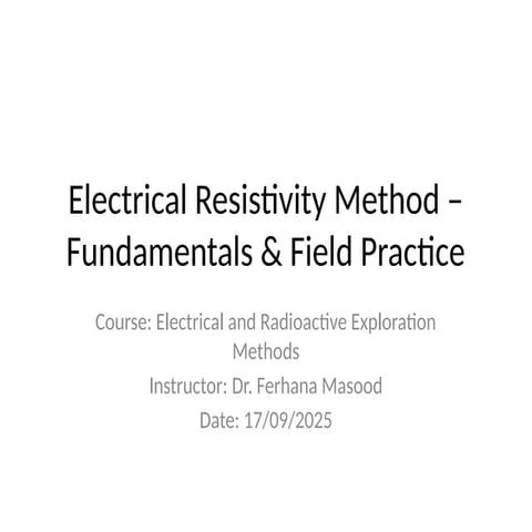 Resistivity method | PPT