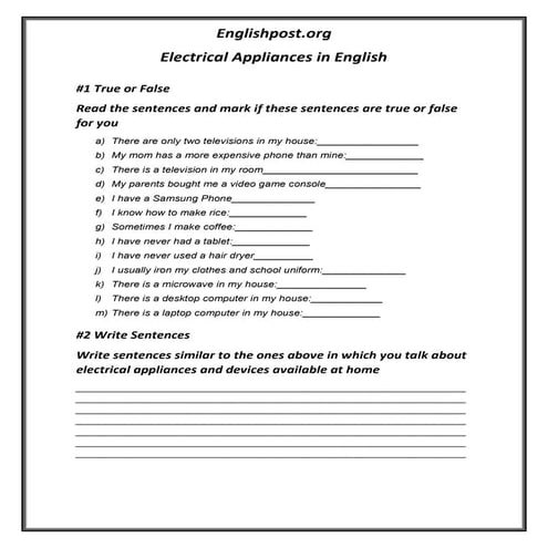 Electrical appliances in english | PDF