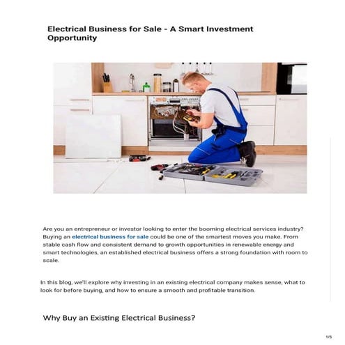 Electrical Business for Sale Smart Investment | PDF