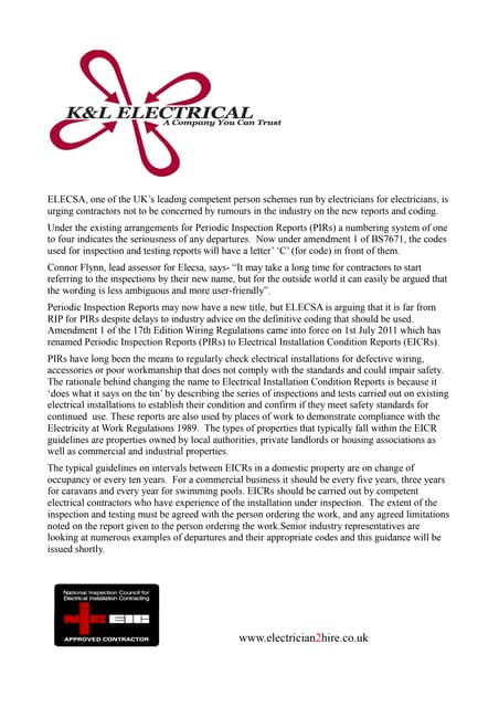 Understanding The Basics of EICR Testing Report and Its Codes | PPTX