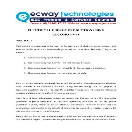 ELECTRICITY GENERATION USING RAILWAY TRACK | PDF