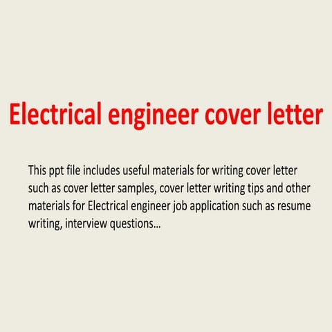 Electrical engineer cover letter | PPT