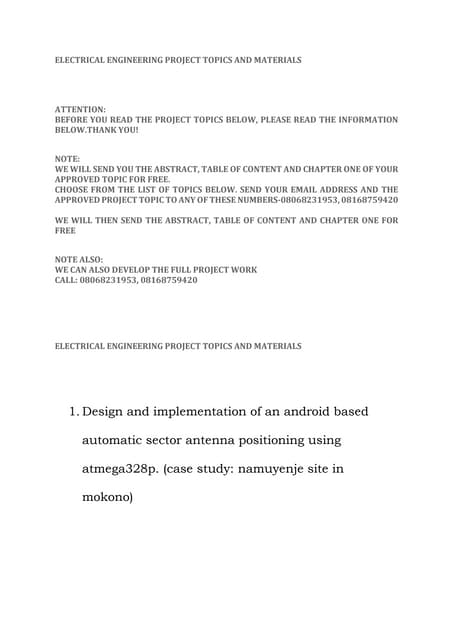 Final year project ideas for electrical engineering eepowerschool.com