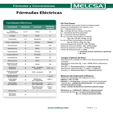Electrical formulae | PDF