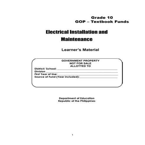 Electrical installation and maintenance module 10 | PDF