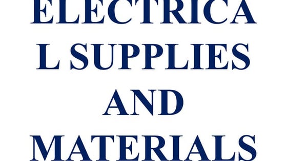 Electrical Supplies and Materials (EIM) | PPTX | Home Appliances | Home ...