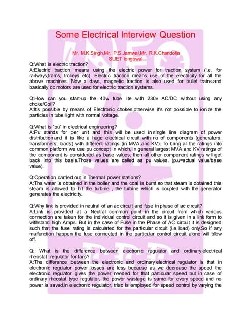 Electrical interview-questions-answers | PDF