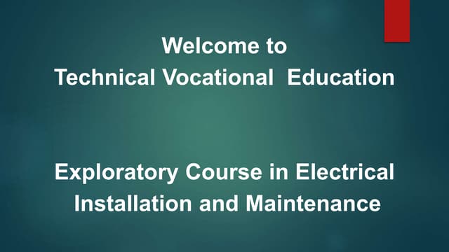 Introduction to Electrical Installation and Maintenance | PPTX