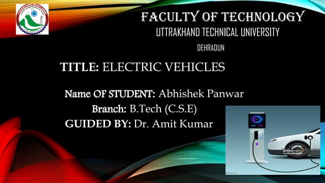 Electric Vehicle ppt | PPTX