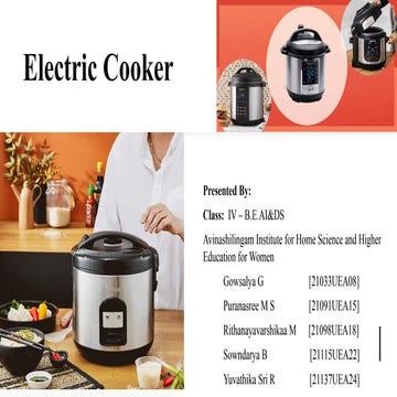 The Fundamentals and Working of Electric cooker | PPTX