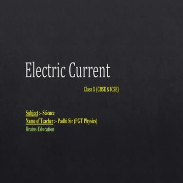 Electric Current class 10 .pptx | Physics | Science