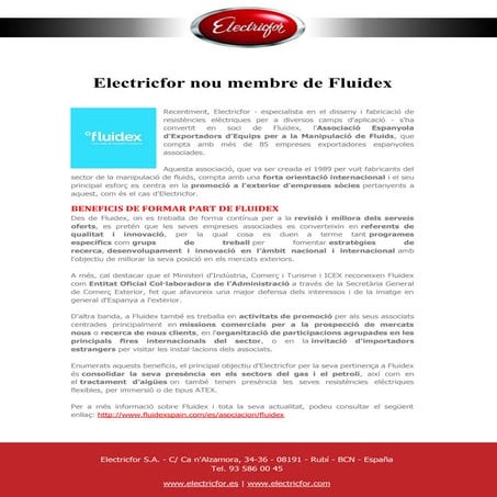 Electricfor nou membre de Fluidex | PDF