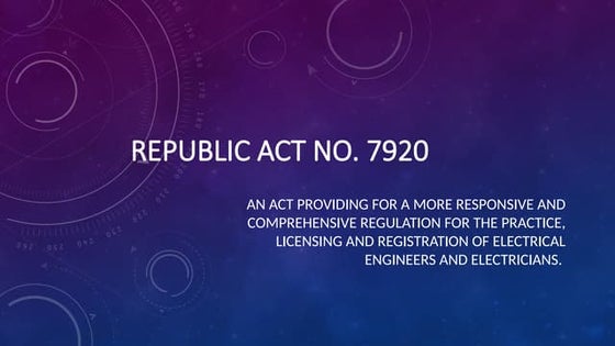 Ra 7920 the new electrical engineering law | PDF