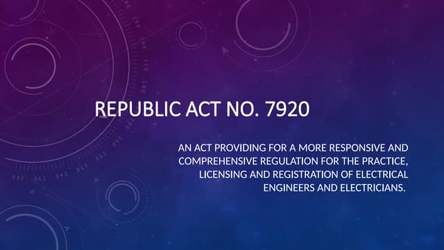 Ra 7920 the new electrical engineering law | DOCX