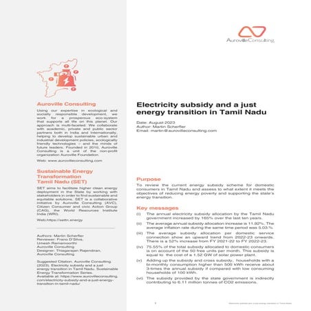 ELECTRICITY SUBSIDY AND A JUST ENERGY TRANSITION IN TAMIL NADU | PDF