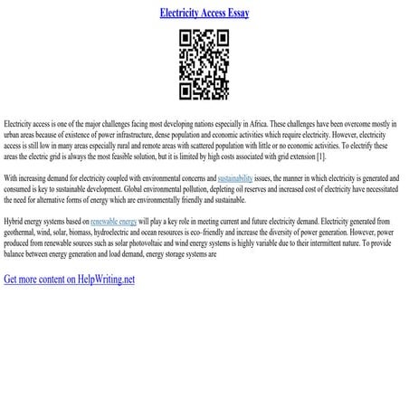 Electricity Access Essay | PDF